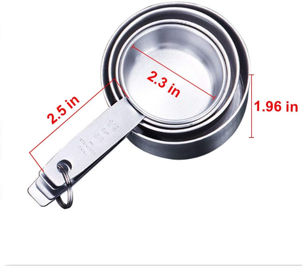 Stainless Steel Measuring Cups 5 Piece Set For Dry & Liquid Ingredient ...